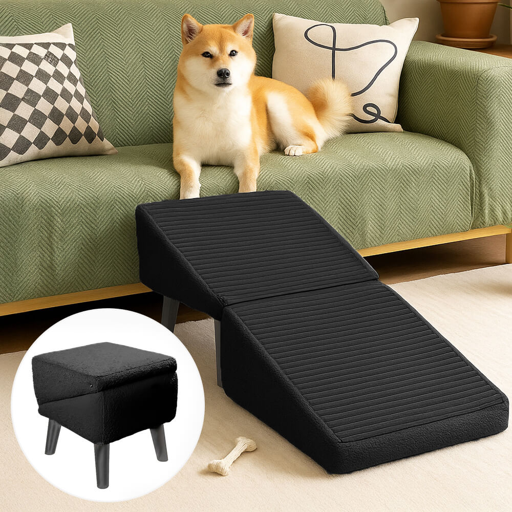 2-in-1 Convertible Wooden Home Step Stool Dog Ramp Stairs – FUZZION